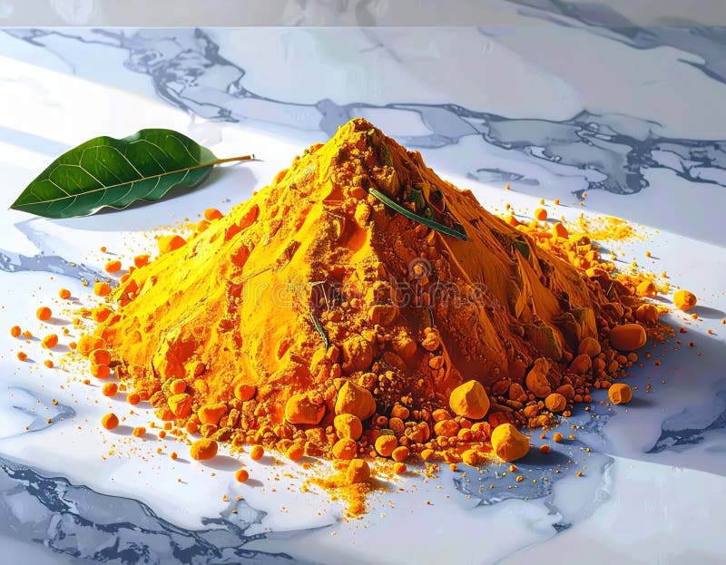 Leaf Lying Side Surface Marble Juice Yellow Bright Turmeric Pile Stock ...