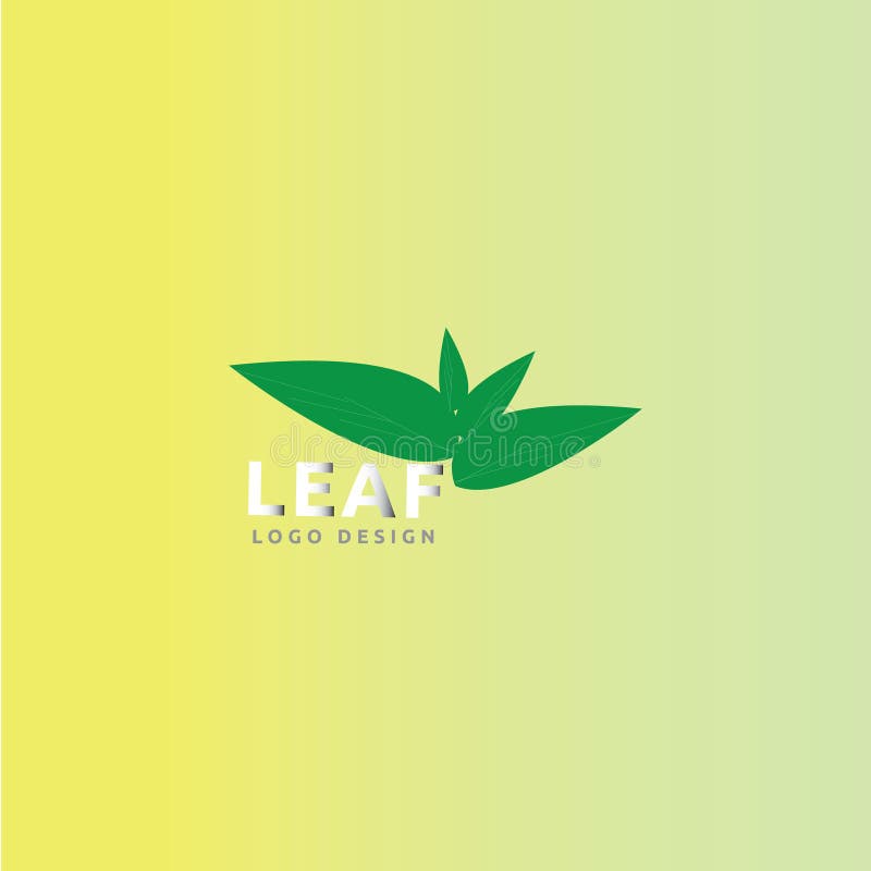 Leaf Minimal Logo Design on Green and Ash Color Design. Stock ...
