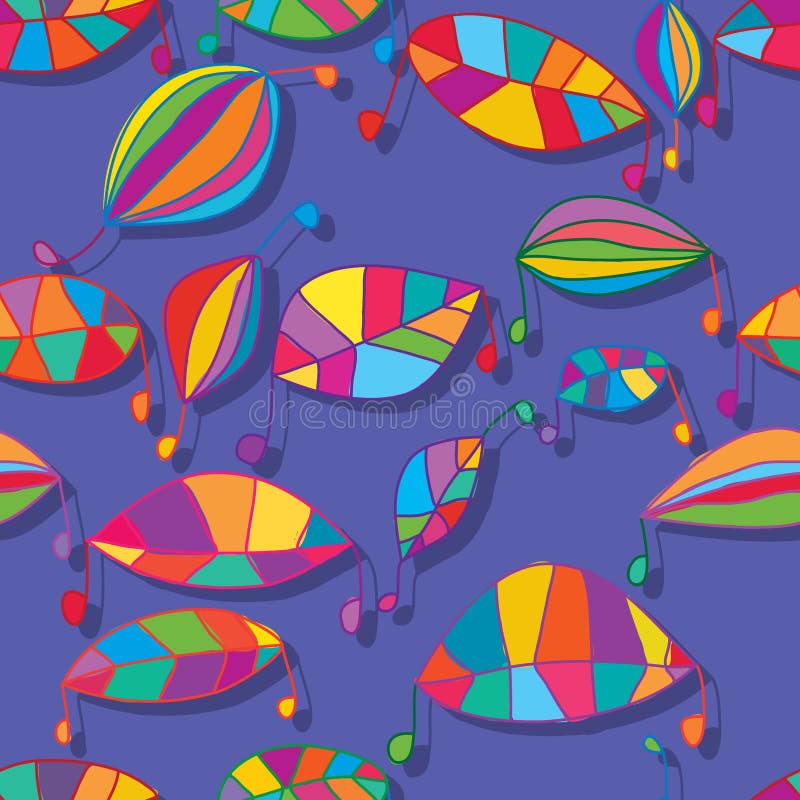 Leaf Music Note Seamless Pattern Stock Vector - Illustration of ...