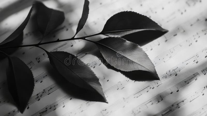 Leaf on Music Sheet stock photo. Image of music, fall - 376454026