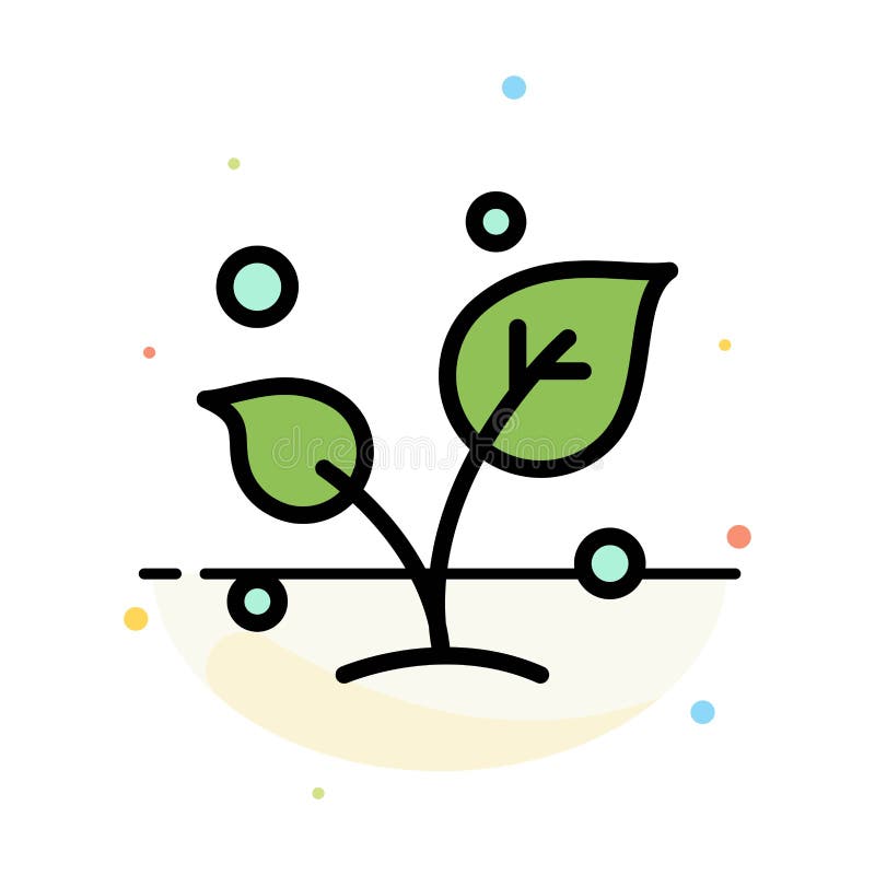 Leaf, Nature, Spring, Sprout, Tree Abstract Flat Color Icon Template ...