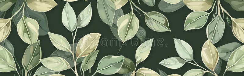 Leaf Pattern on Black Background Stock Illustration - Illustration of ...