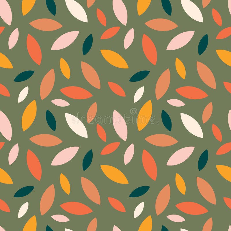 Autumn Leaf Fall on a Green Background. Seamless Cute Pattern with ...