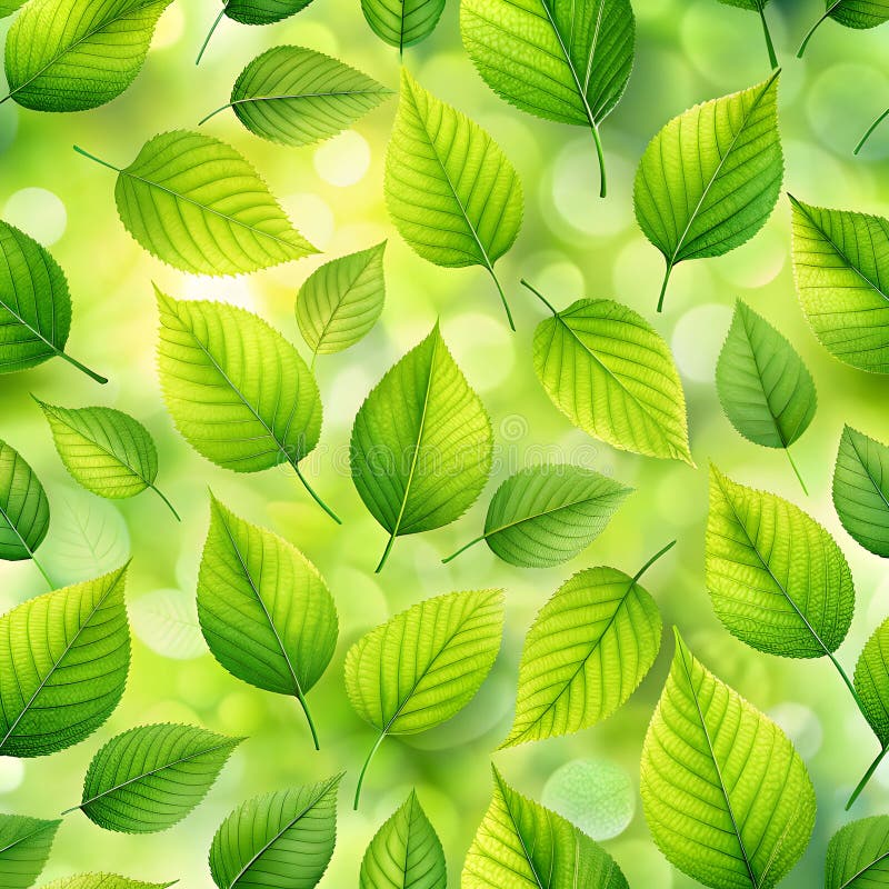 Leaf Pattern on Green Backdrop Fresh Springtime Stock Illustration ...