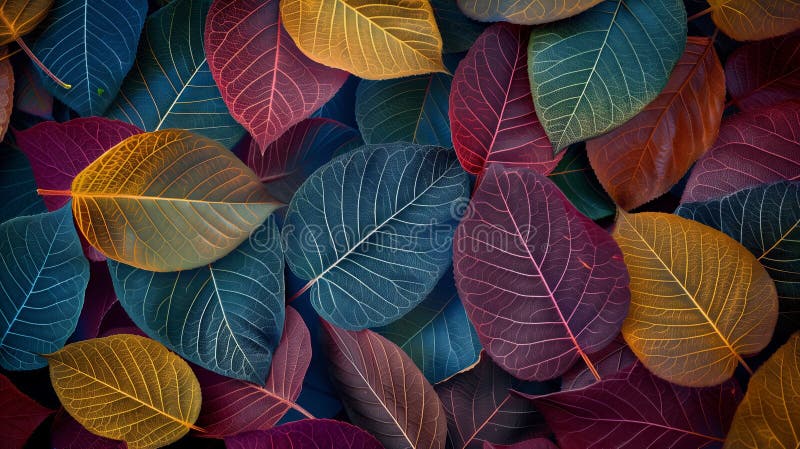 Leaf Patterns with Colors Changing To Lines, Low Detail. Stock ...