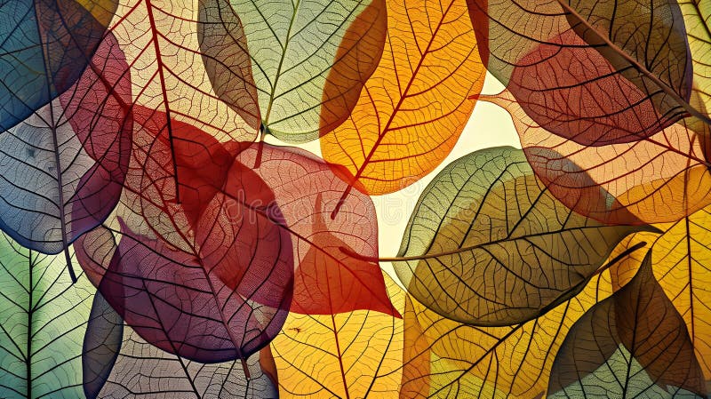 Leaf Patterns with Colors and Lines, Low Detail Stock Illustration ...