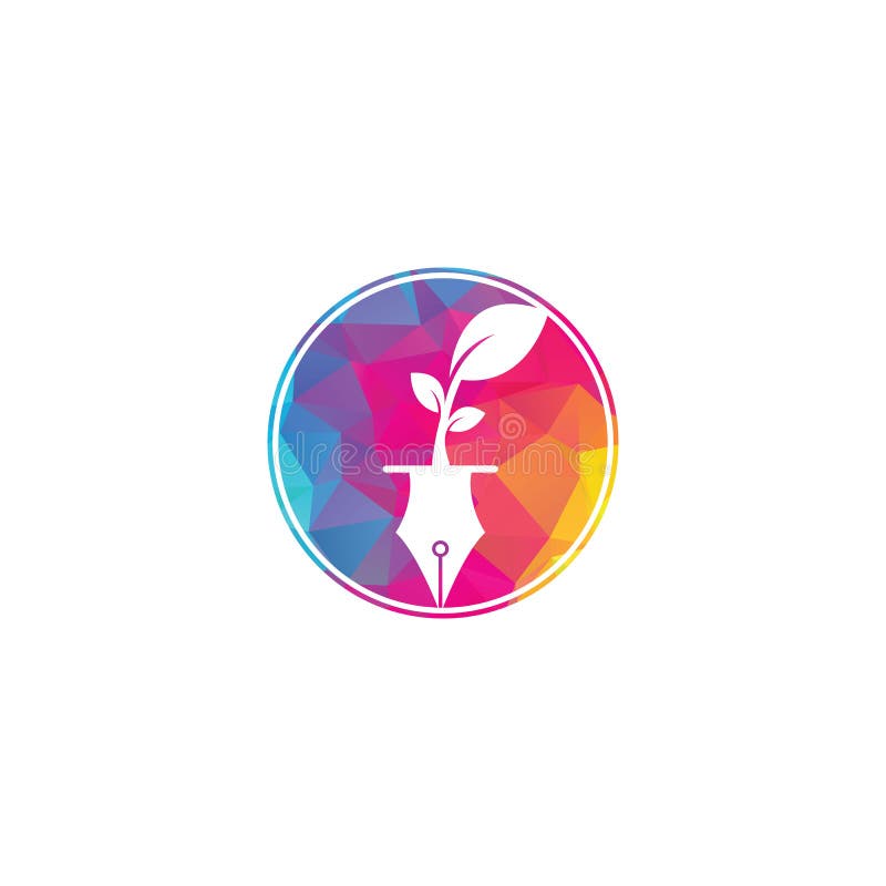 Leaf and pen logo design. stock vector. Illustration of plant - 202319920