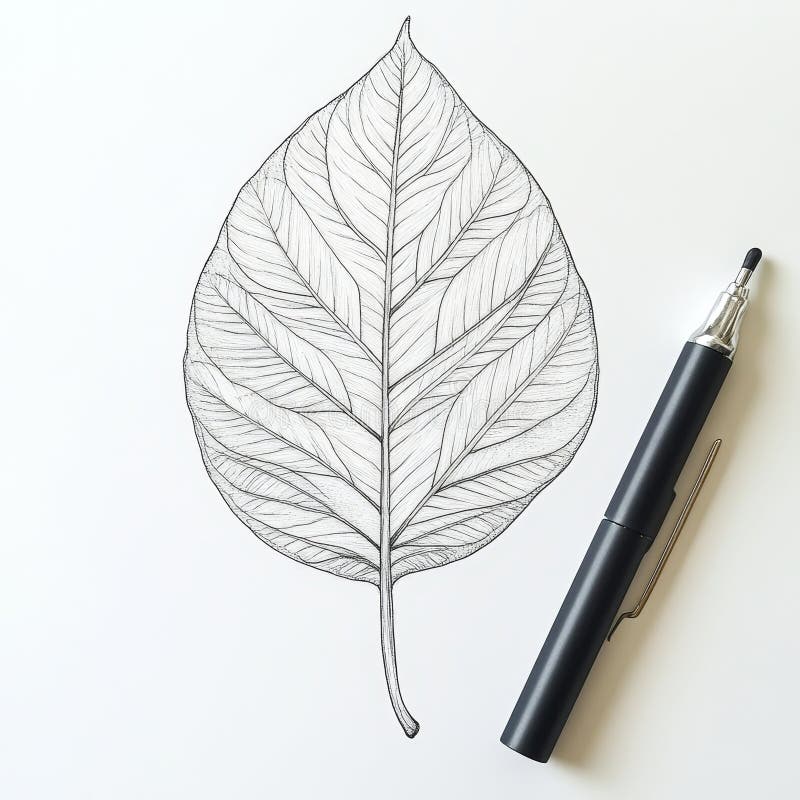 Leaf and Pen on White Background. Vector Illustration. Eps 10 Stock ...