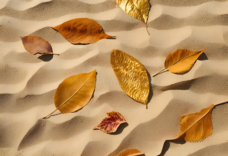 Leaf Placed on Sandy Surface.AI Generated Stock Illustration ...