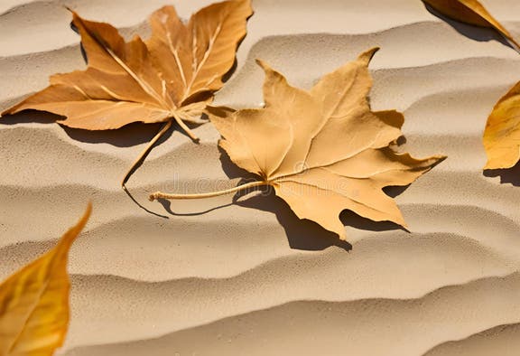 Leaf Placed on Sandy Surface.AI Generated Stock Illustration ...
