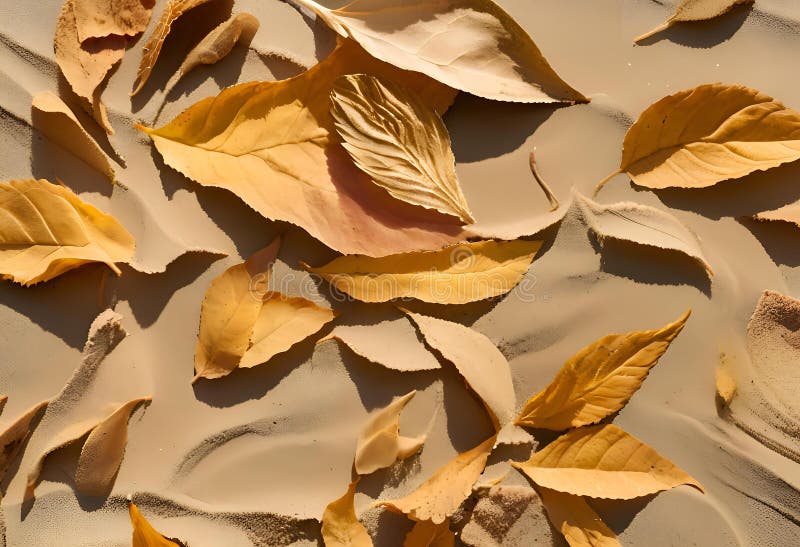 Leaf Placed on Sandy Surface.AI Generated Stock Illustration ...