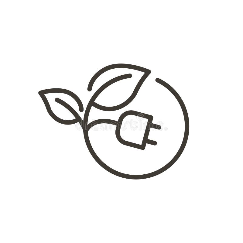Leaf, Plug Plant and Electricity Vector Thin Line Outline Icon ...