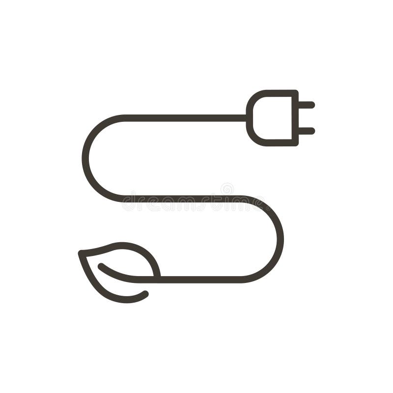 Leaf, Plug Plant and Electricity Vector Thin Line Outline Icon ...