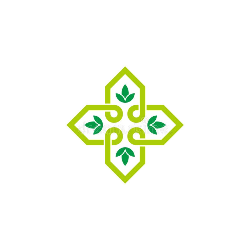 Leaf Plus Medical Herbs Infinity Line Design Symbol Logo Vector Stock