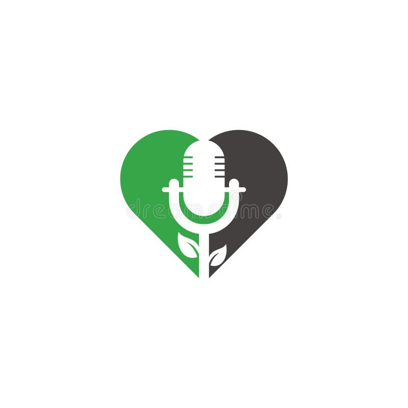 Leaf Podcast Heart Shape Concept Logo Design Stock Vector ...