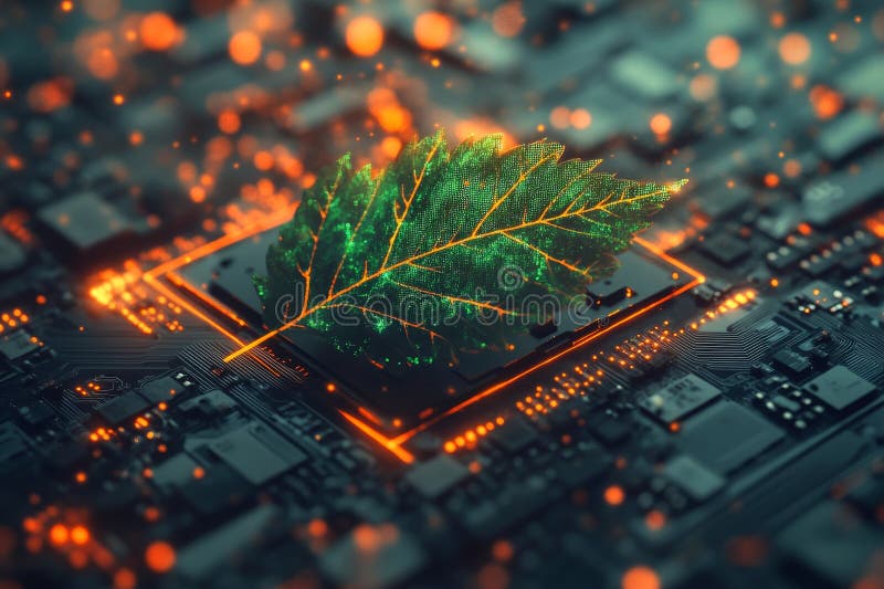 The Leaf Represents Nature, while the Computer Chip Represents ...