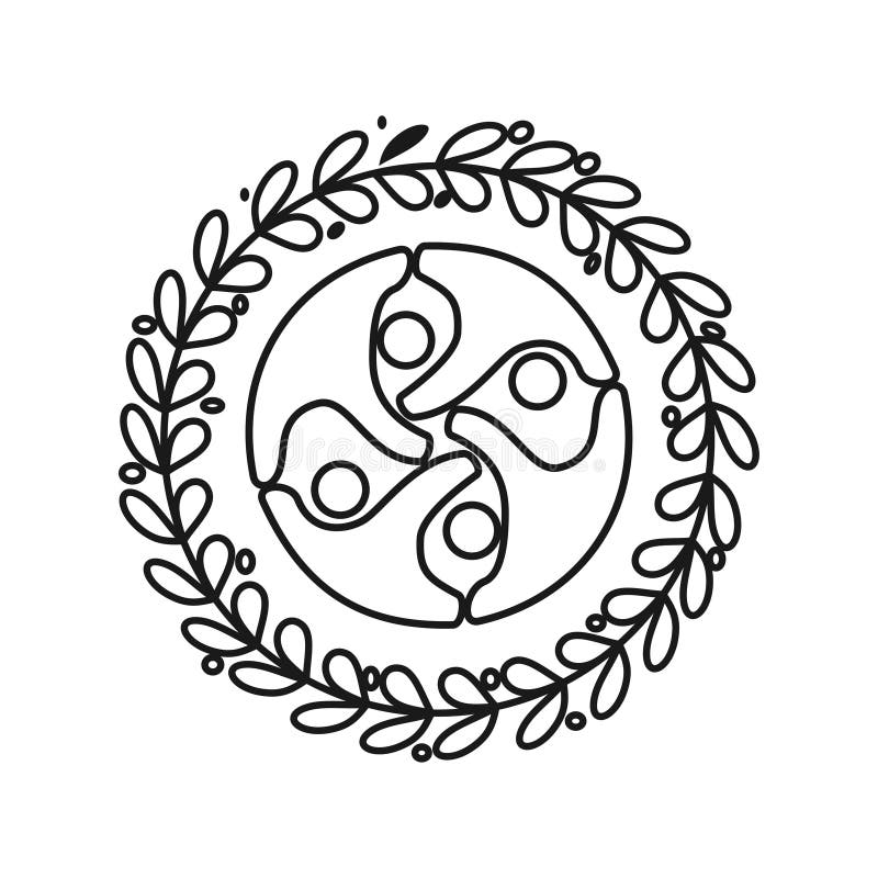 Leaf Hand Triangle Commitment Teamwork Together Outline Logo Stock Vector - Illustration of line ...