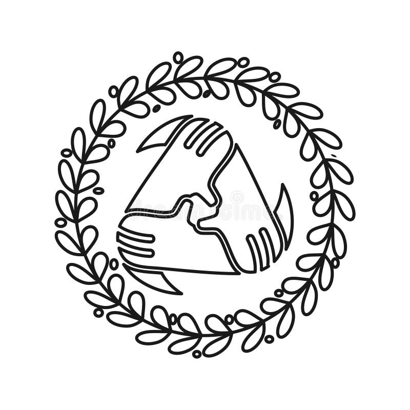 Leaf Hand Triangle Commitment Teamwork Together Outline Logo Stock Vector - Illustration of line ...