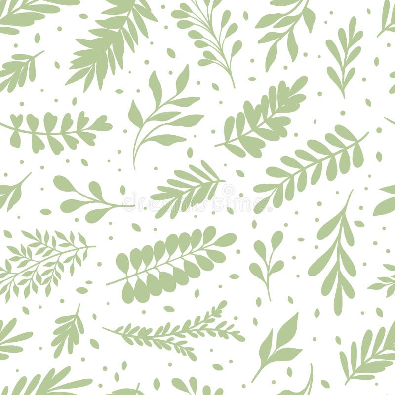 Leaf Seamless Repeat Pattern, Vector Wallpaper Green and White Leaves Stock Vector ...