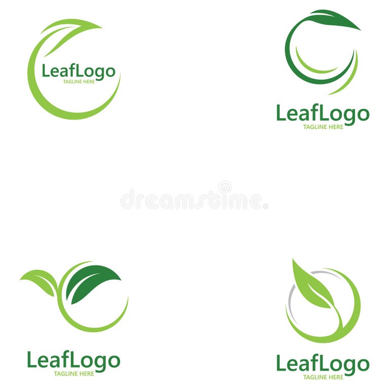 Leaf Set Logo Nature Template Illustration Stock Vector - Illustration ...