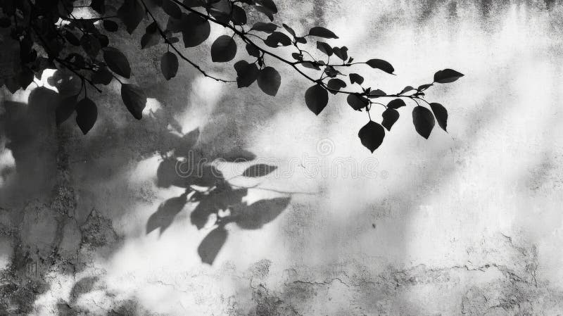 Leaf Shadows on a Textured Wall in Monochrome Stock Illustration ...