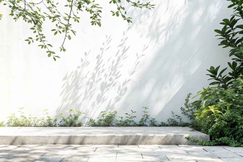 Leaf Shadows on White Wall for Minimalist Product Display Stock ...