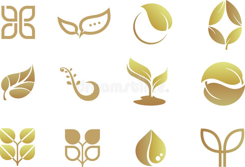 Leaf Shape Logo Icon Illustration /gold Stock Vector - Illustration of ...