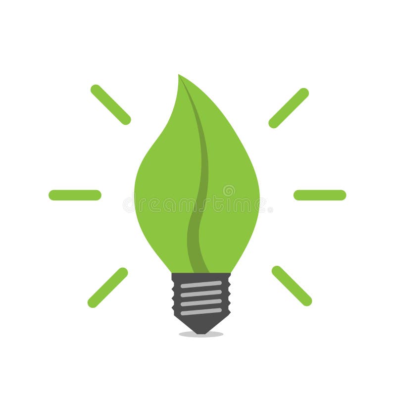 Leaf shaped light bulb stock vector. Illustration of glowing - 80628323