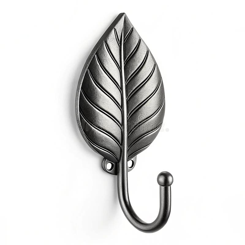 Leaf Shaped Metal Wall Hook on White Background Stock Illustration ...