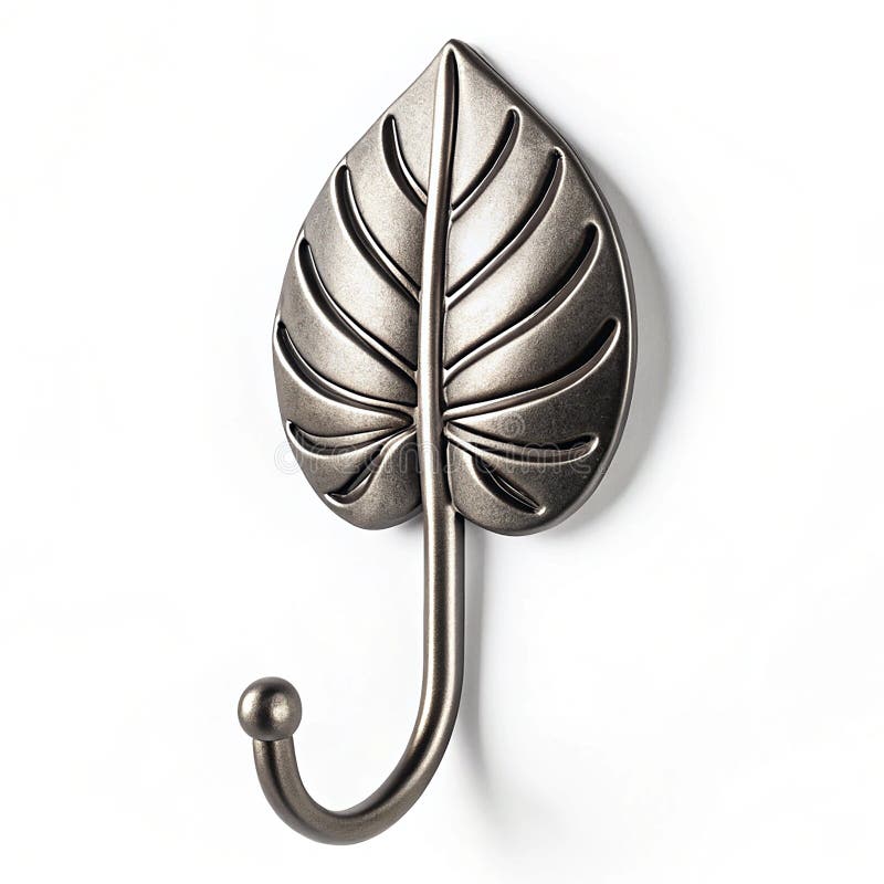 Leaf Shaped Metal Wall Hook on White Background Stock Illustration ...