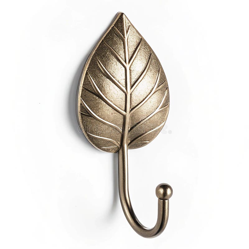Leaf Shaped Metal Wall Hook on White Background Stock Illustration ...