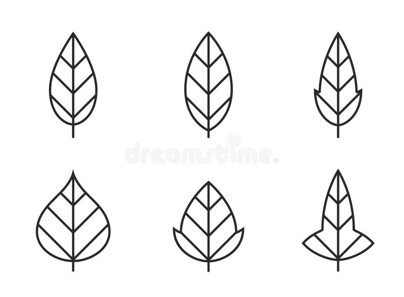 Leaf Shapes Line Icon Set. Botanical, Nature and Environment Symbol ...