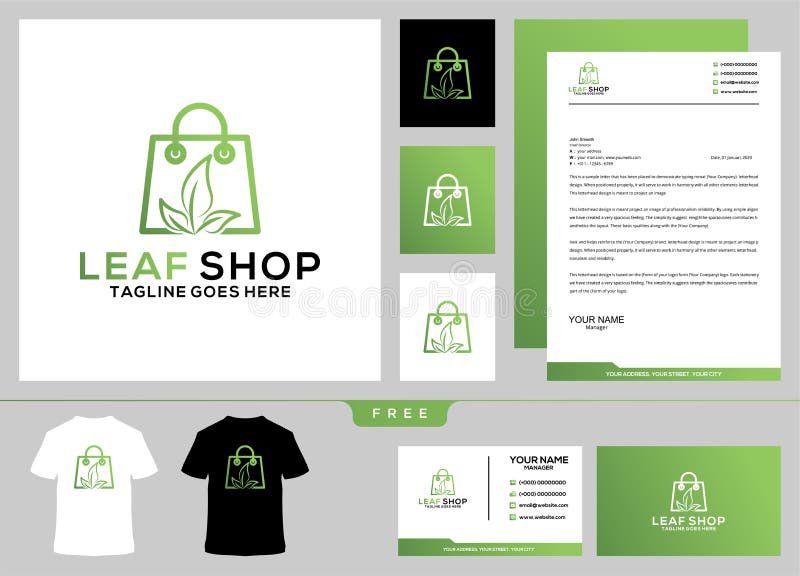 Leaf Shop Logo Design Template and Business Card for Business Online ...