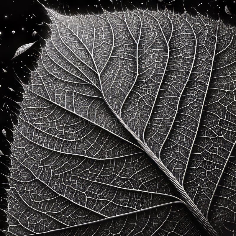 Leaf Skeleton Intricate Pattern of Veins Rendered with Fine Line Stock ...