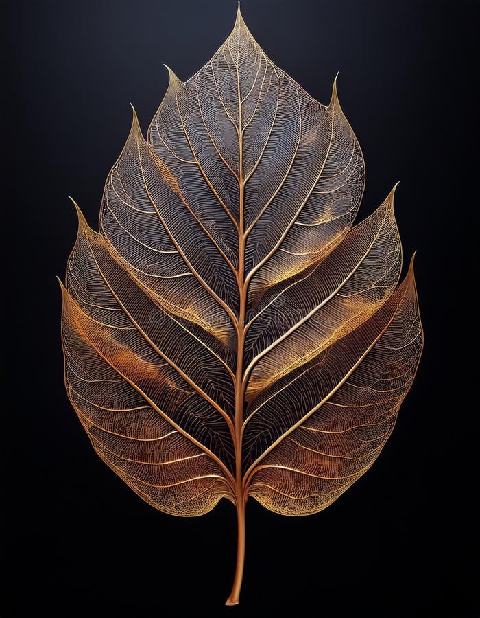 Art of Leaf Skeleton Preserved on Dark Background, Intricate Vein ...