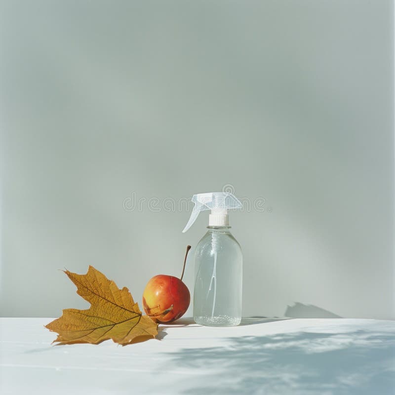 Leaf and Spray Bottle on the Table Stock Photo - Image of herbal ...