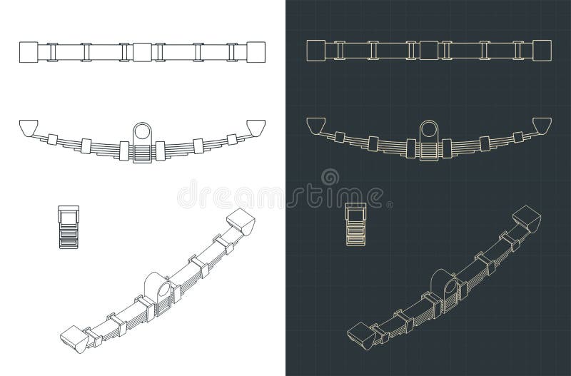 Leaf spring blueprint stock vector. Illustration of spring - 253060297
