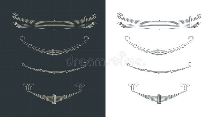 Leaf springs blueprints stock vector. Illustration of chassis - 220689473