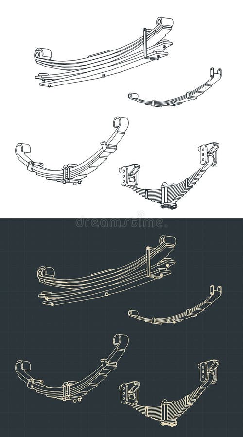 Leaf Springs Isometric Blueprints Stock Vector - Illustration of ...