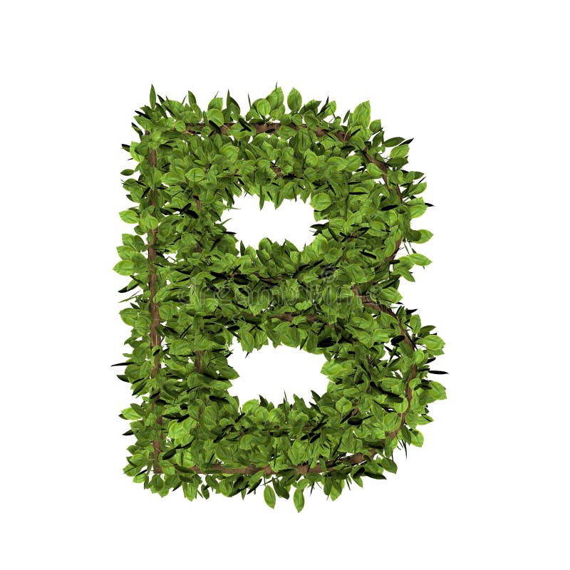 Leaf Style Letter B. 3D Render of Grass Font Stock Illustration ...