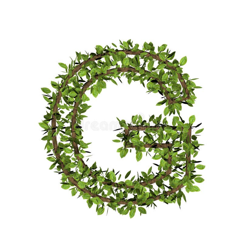 Leaf Style Letter G. 3D Render of Grass Font Stock Illustration ...