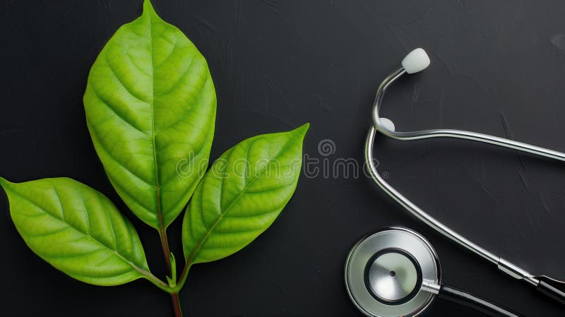 A Leaf is on a Table Next To a Stethoscope Stock Illustration ...