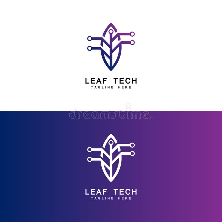 Leaf Tech Logo Icon Flat Design Template Stock Vector - Illustration of ...