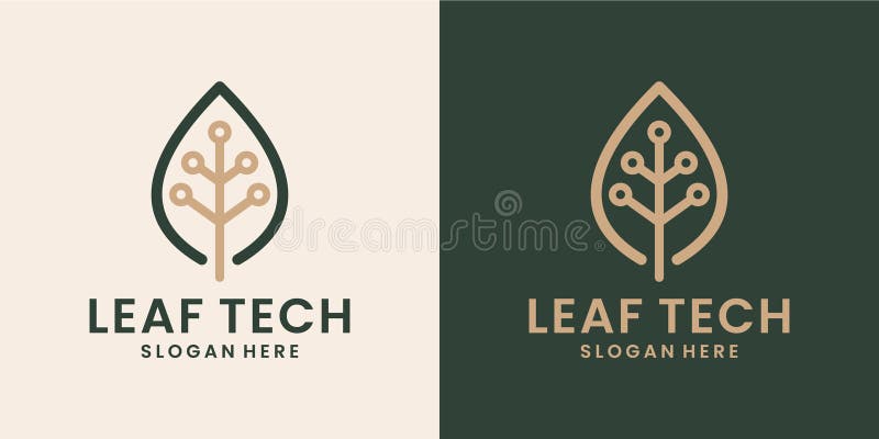 Leaf with Technology Logo Design Inspirations Stock Vector ...