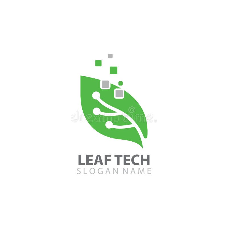 Leaf with Technology Logo Designs Concept Vector Template Design Stock ...