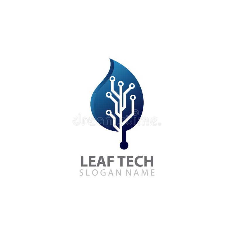 Leaf with Technology Logo Designs Concept Vector Template Design Stock ...