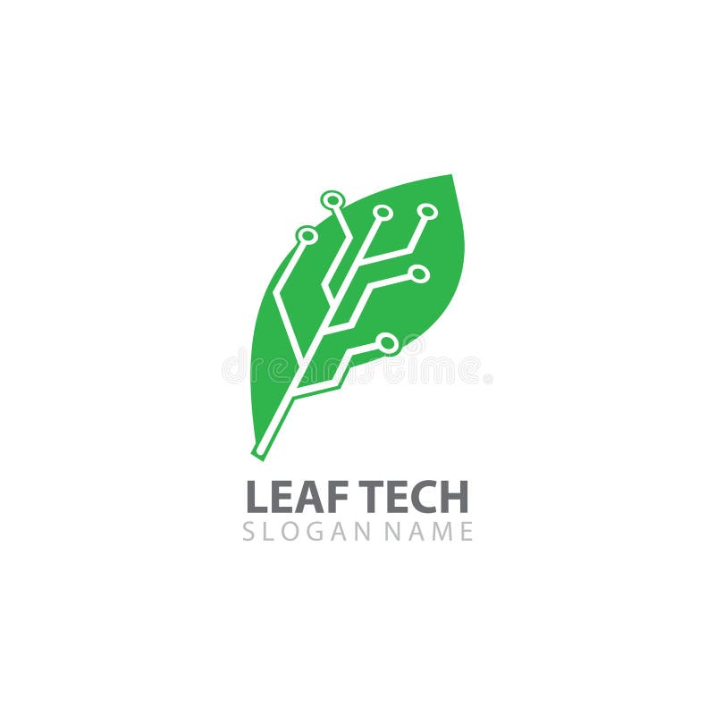 Leaf with Technology Logo Designs Concept Vector Template Design Stock ...