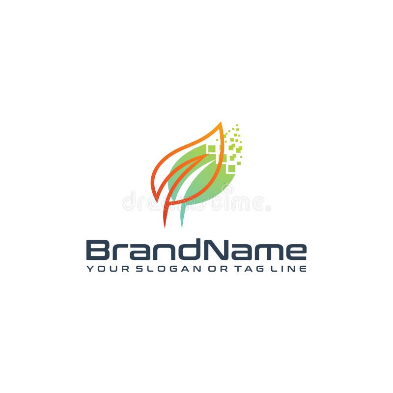 Leaf Technology Logo Designs Stock Vector - Illustration of company ...