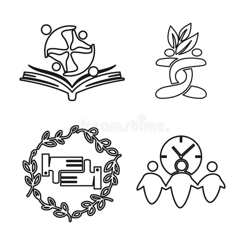 Book Time Leaf Tree Commitment Teamwork Together Outline Logo Stock Vector - Illustration of ...