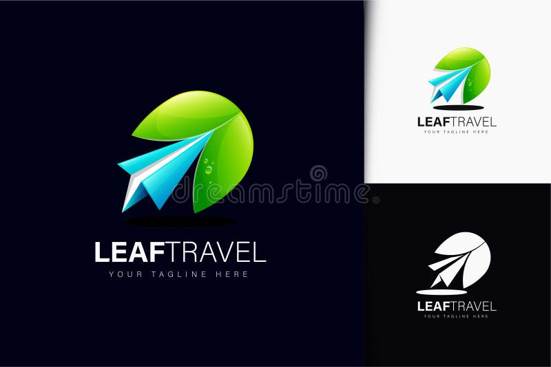 Leaf Travel Logo Design with Gradient Stock Vector - Illustration of ...